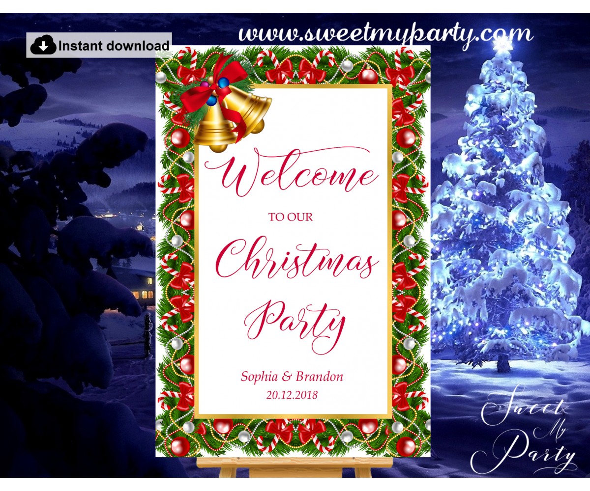 Christmas Party welcome sign|Holiday Party welcome sign|Winter wedding ...
