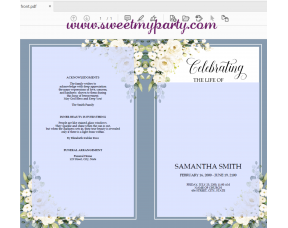 Dusty Blue Funeral Program Template|White Roses Funeral Program ...