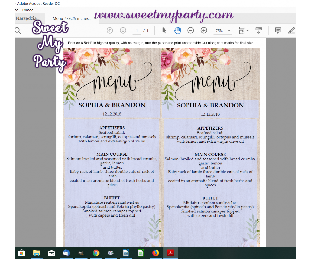 Floral menu cards template|Boho menus cards teplates|Blush menus card ...