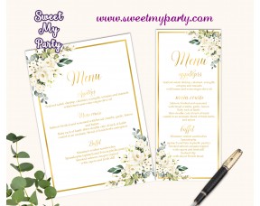 Ivory Roses Menu Cards|Ivory Flowers Menu Cards|Cream Roses Menu Cards ...
