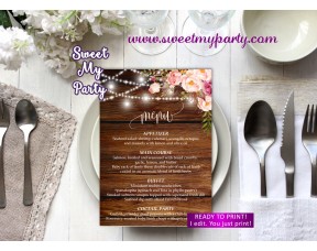 Rustic menu card printable|Mason jar menu card printable|Fall menu card ...