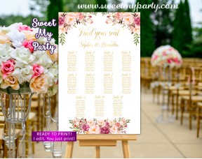 Floral wedding seating chart printable|floral gold seating chart|blush ...