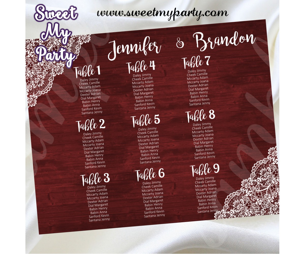 Rustic Wedding seating chart|Wooden Lace Wedding seating chart|Vintage ...