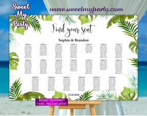 Tropical wedding seating chart printable|tropical seating chart ...