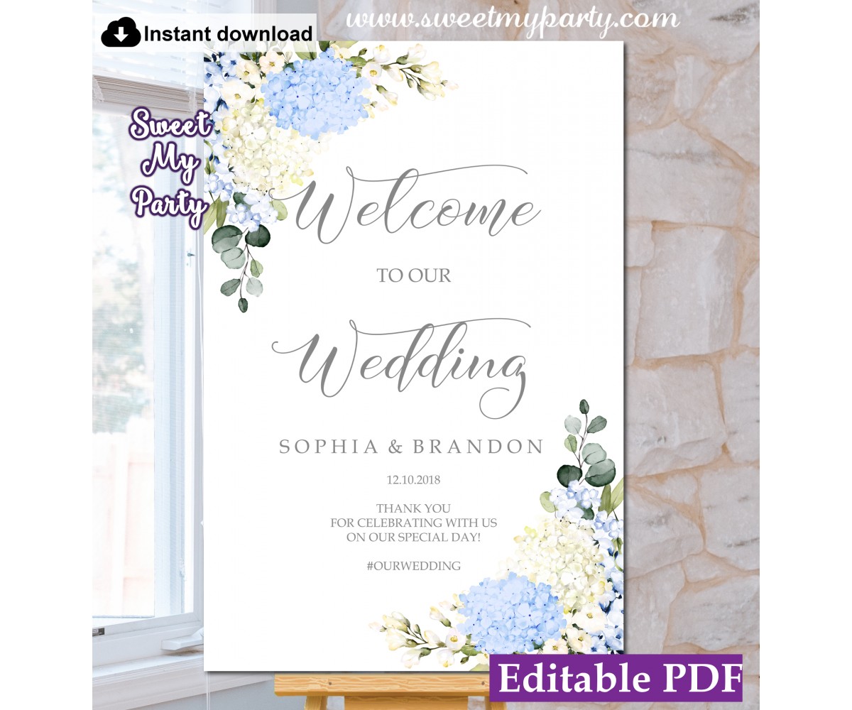 Hydrangea welcome sign|Hydrangea welcome sign printable template ...