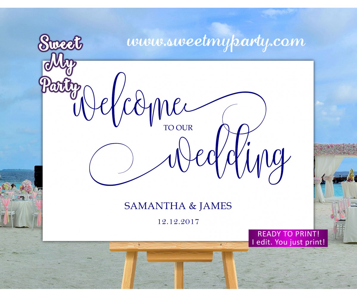 Navy welcome sign printable|navy wedding welcome sign|calligraphy ...