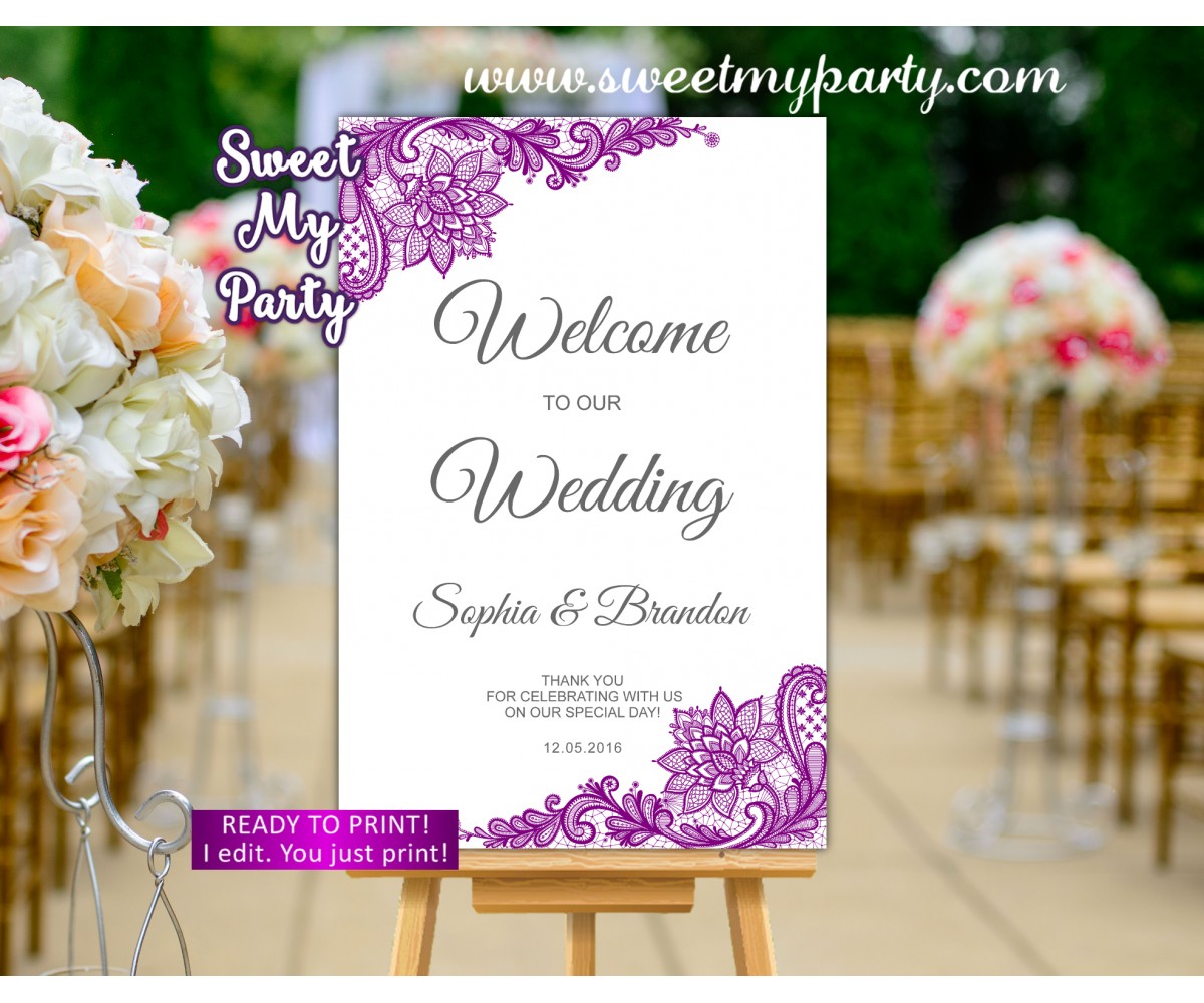 Purple welcome sign printable|Lavender welcome sign printable|Lilac ...